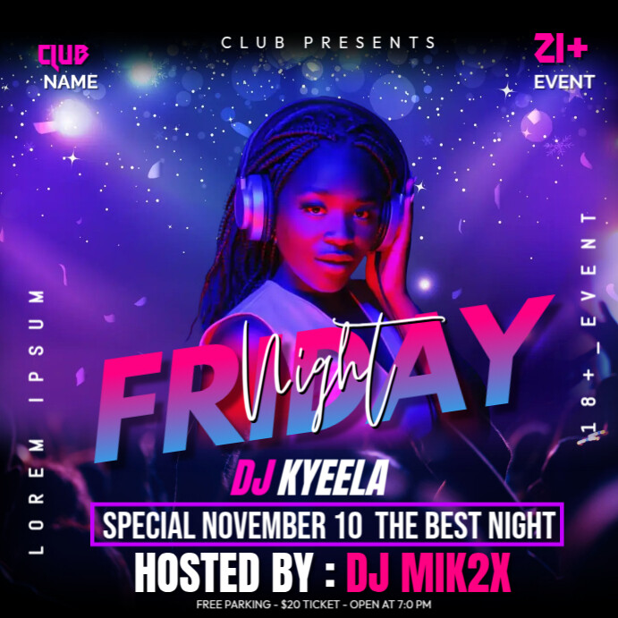 Neon Night Friday Party Template | PosterMyWall