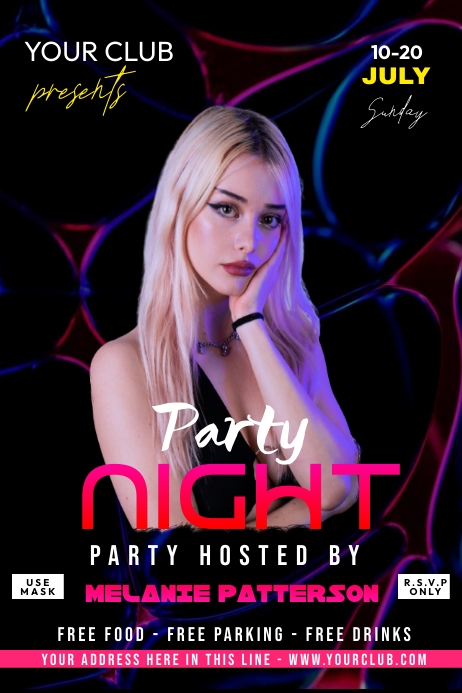 Modèle Des Annonces de Soirée Néon | PosterMyWall