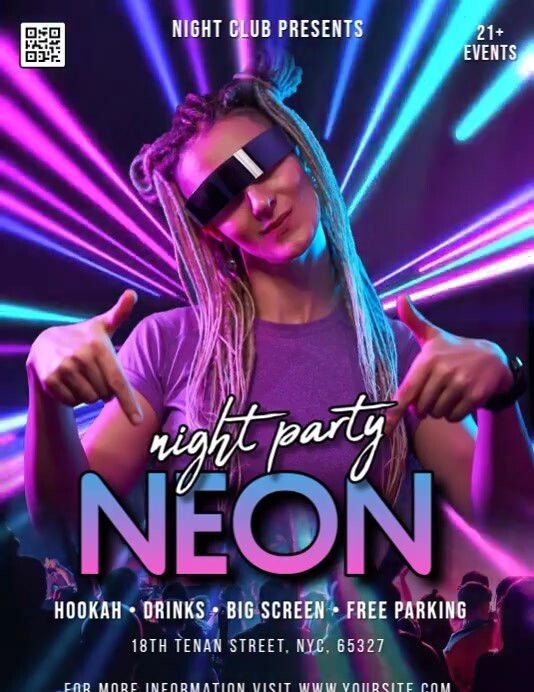 Neon Night Party Ads Template | PosterMyWall