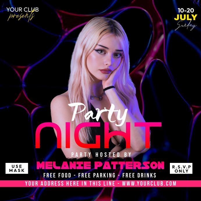 Szablon Neon Night Party Ads | PosterMyWall