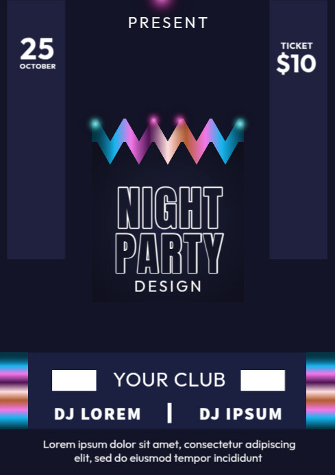 Szablon Neon Night Party Design | PosterMyWall