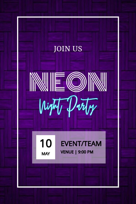 NEON NIGHT PARTY Template | PosterMyWall