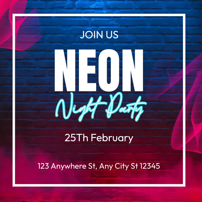 Neon night party Template | PosterMyWall