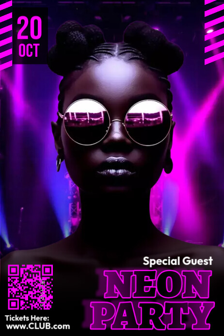 Neon Night Party Template | PosterMyWall