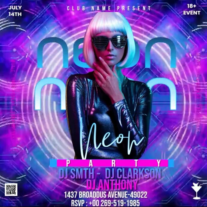 Neon Night Party Template | PosterMyWall