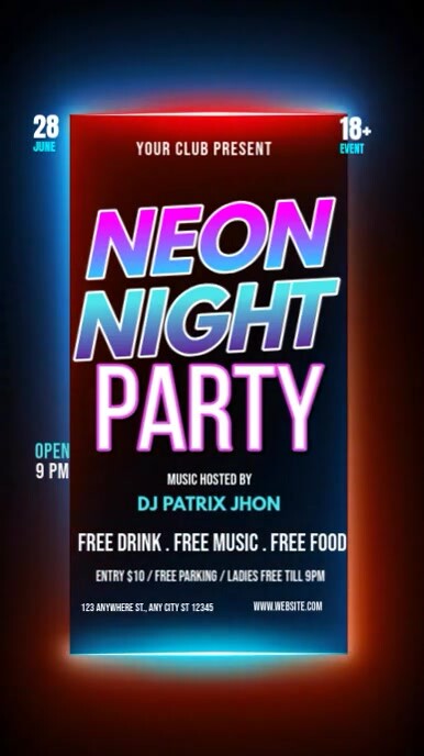 Neon night party Ithempulethi | PosterMyWall