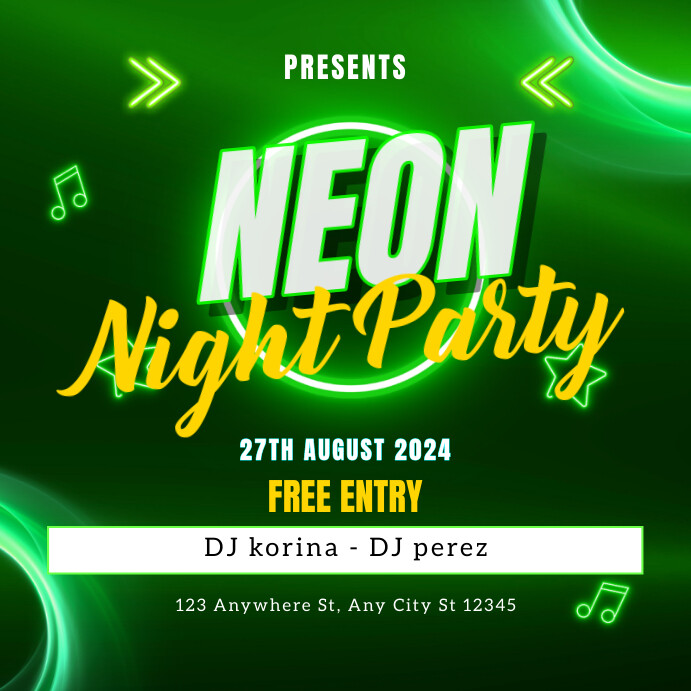 neon night party Template | PosterMyWall