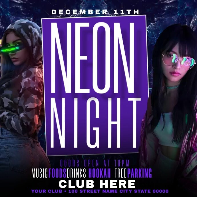 Plantilla de Neon Night Party | PosterMyWall