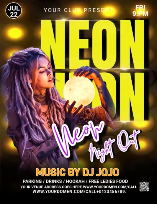 NEON NIGHT PARTY Modelo | PosterMyWall