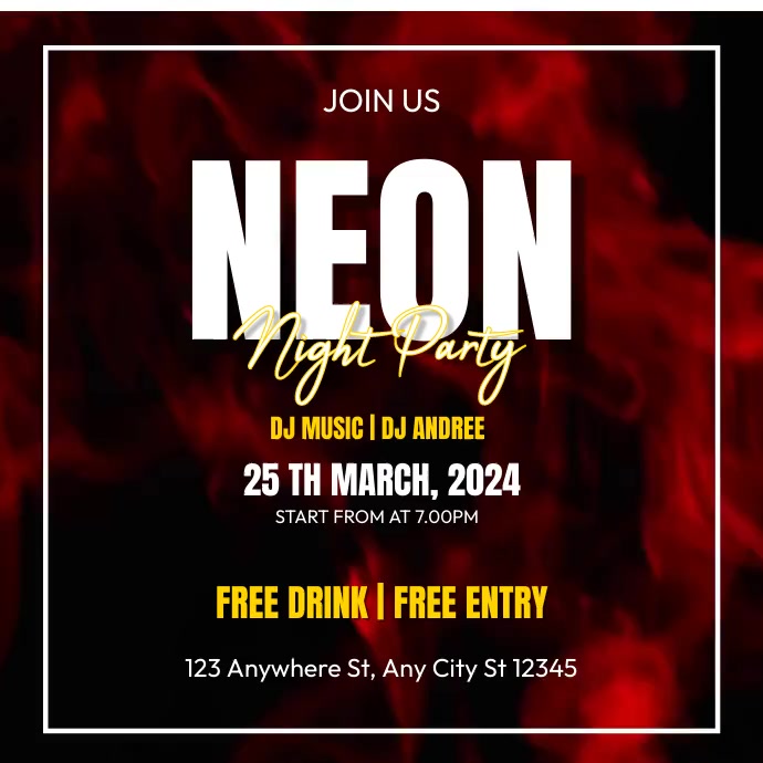 Neon night party Template | PosterMyWall