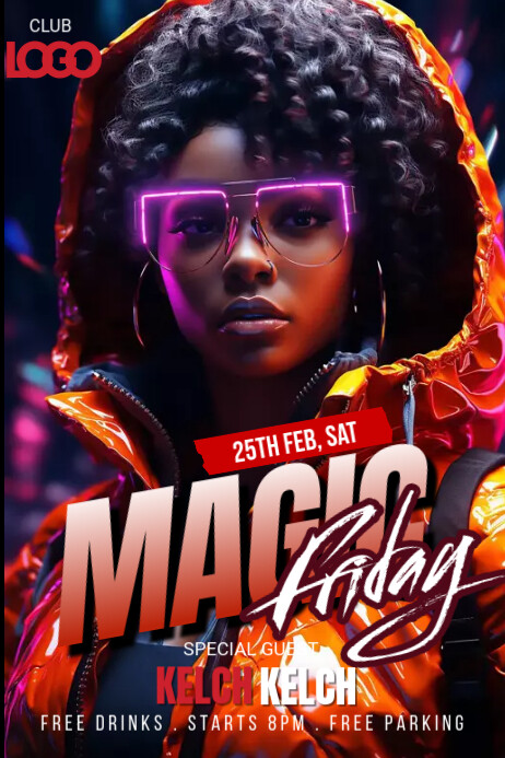 Neon Night Party Template | PosterMyWall
