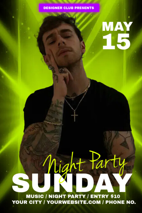 Neon Night Party Template | PosterMyWall
