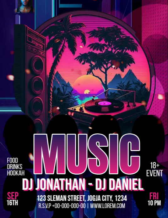 Neon Night Party Event Template | PosterMyWall