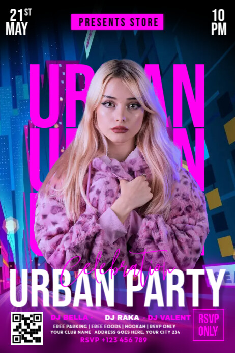 Neon Night Party Event Template | PosterMyWall