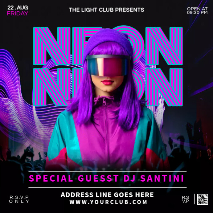Copy of Neon Night Party Event | PosterMyWall