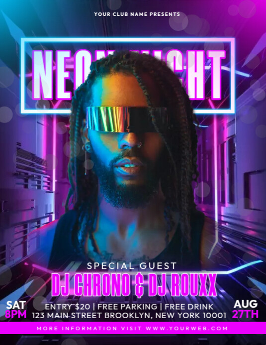 Copy of Neon Night Party Event | PosterMyWall