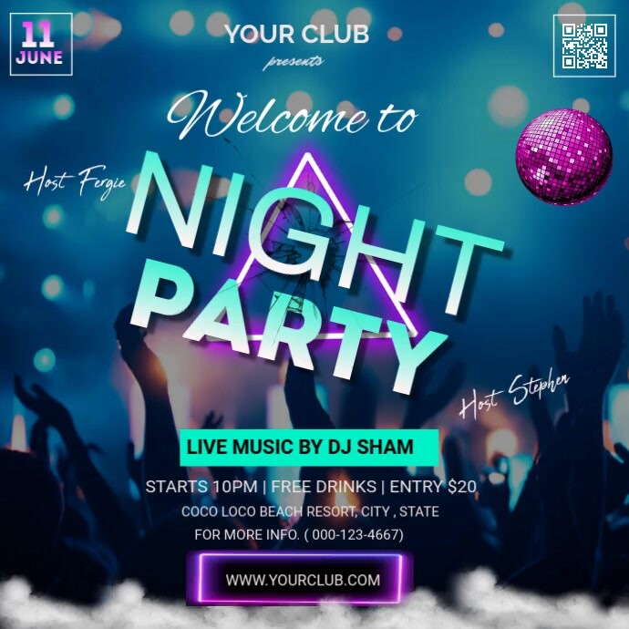 Plantilla de Neon Night Party Instagram Post | PosterMyWall