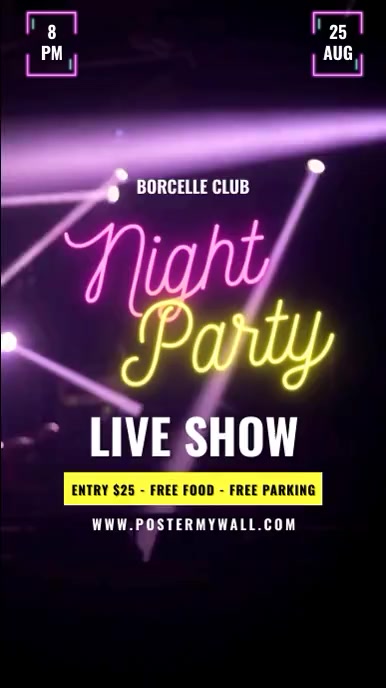 Plantilla de Neon Night Party Instagram Reel | PosterMyWall