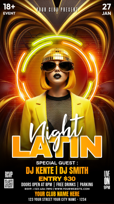 Neon Night Party Instagram Reel Template | PosterMyWall