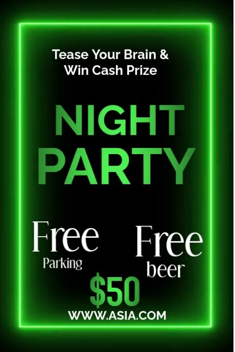 Neon Night Party Neon Poster Template | PosterMyWall