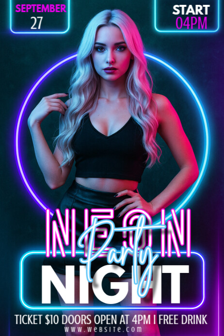 Copy of Neon night party poster design | PosterMyWall