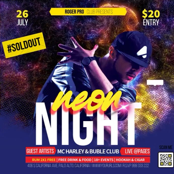 Copy of Neon Night Party Video Ads | PosterMyWall