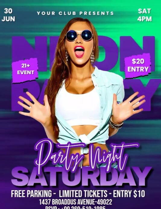 Neon Night Party Video Ads Template | PosterMyWall