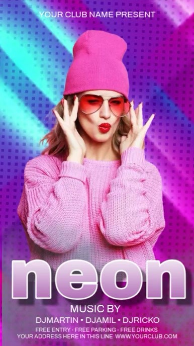 Neon Night Party Video Ads Template | PosterMyWall
