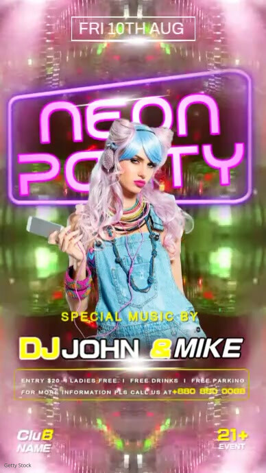 Neon Night Party Video Template | PosterMyWall