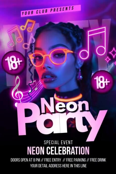 Neon Night Party Video Template | PosterMyWall