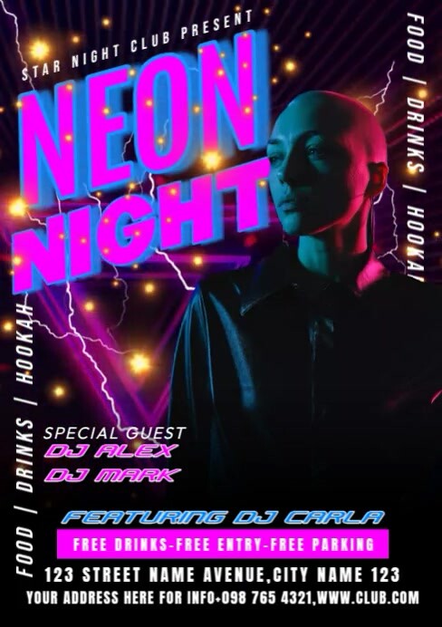 Neon Night Video Ads Template | PosterMyWall