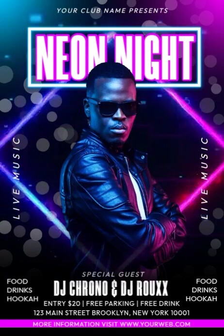 Neon Night Video Ads Template | PosterMyWall