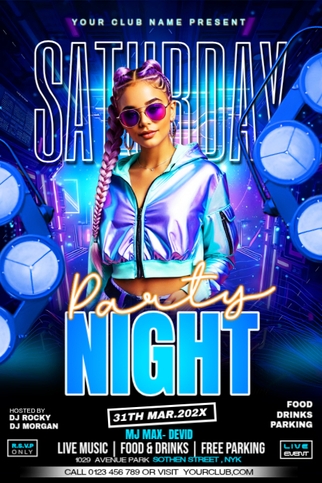 Modèle Neon Nightclub Event Banner 4' × 6' | PosterMyWall