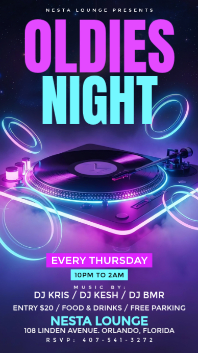 Plantilla de Neon Oldies Night Instagram Story | PosterMyWall