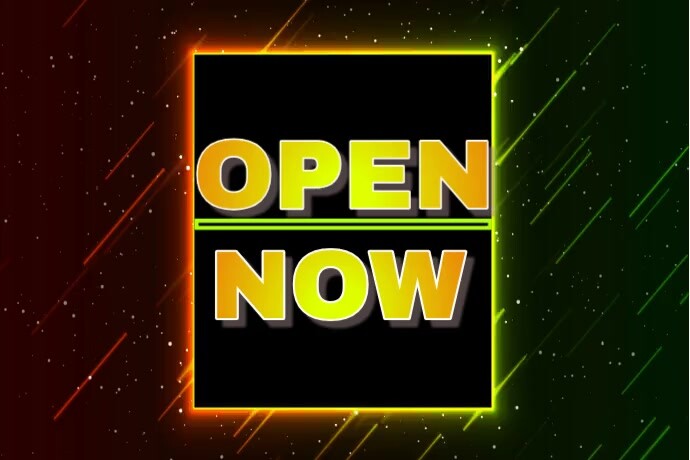 Plantilla de Neon Open Now Label | PosterMyWall