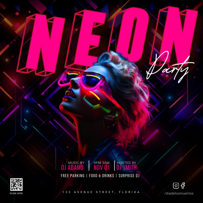 neon party ad template | PosterMyWall