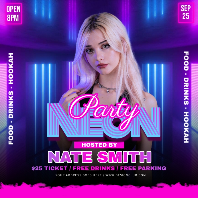Neon Party Ads เทมเพลต | PosterMyWall