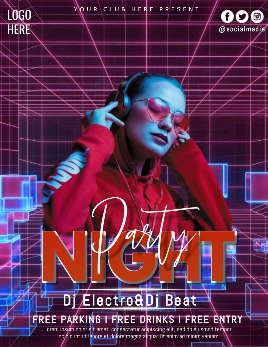 Plantilla de Neon Party Ads | PosterMyWall