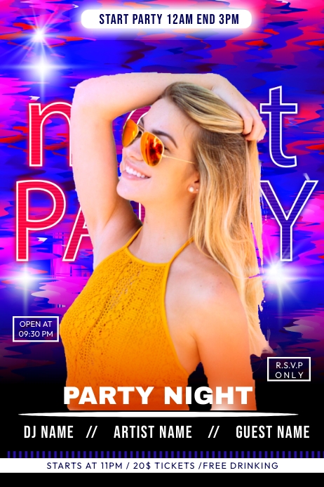 Neon Party Ads Template | PosterMyWall
