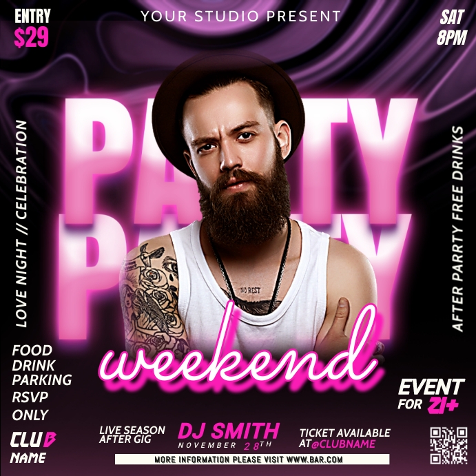 Neon Party Ads Template | PosterMyWall