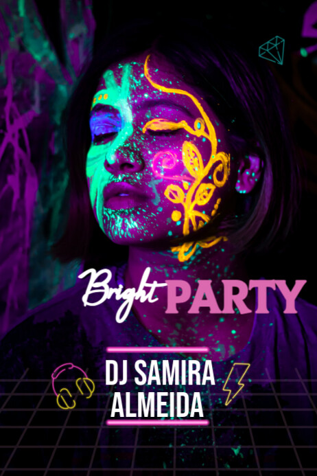 Neon Party Colorful Party Glow Party Template | PosterMyWall
