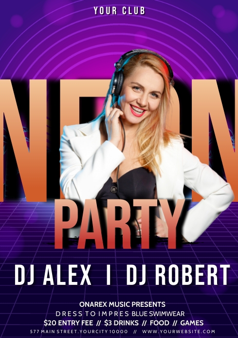Neon Party Design Template | PosterMyWall