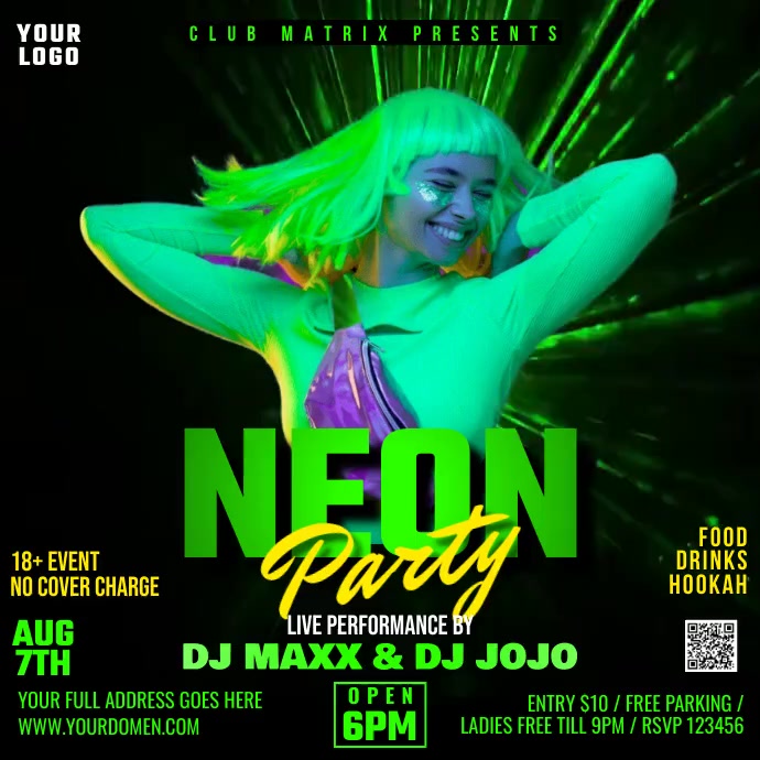 Neon Party Template | PosterMyWall