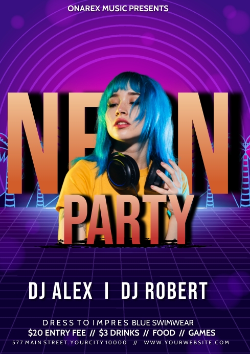 Neon Party Design Template | PosterMyWall