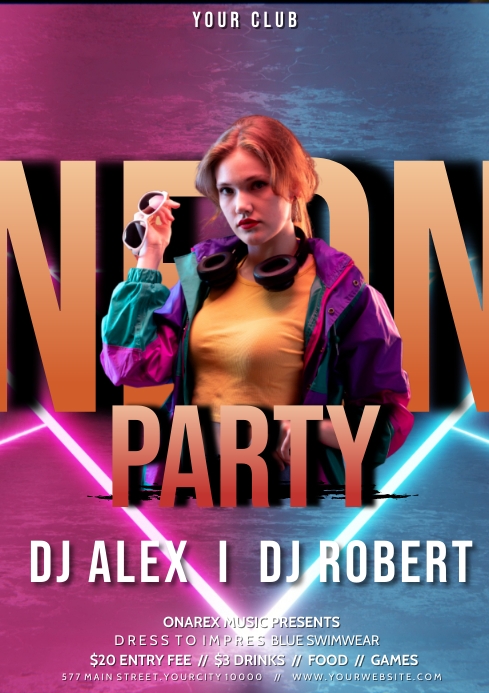 Neon Party Design Template | PosterMyWall