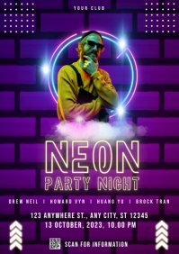 Neon Party Design Template | PosterMyWall