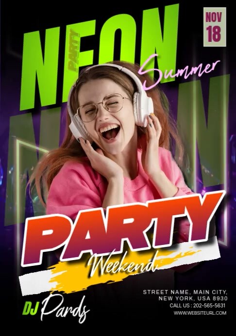 Neon Party Template | PosterMyWall