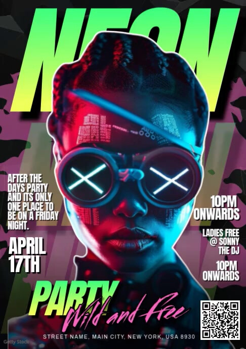 Neon Party Template | PosterMyWall