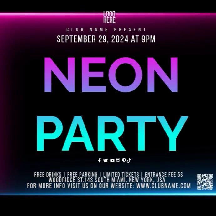 Modèle Neon Party | PosterMyWall