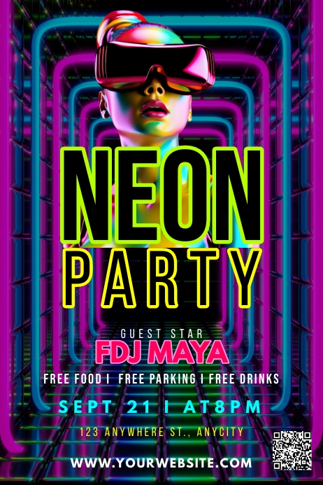 Neon Party Template | PosterMyWall